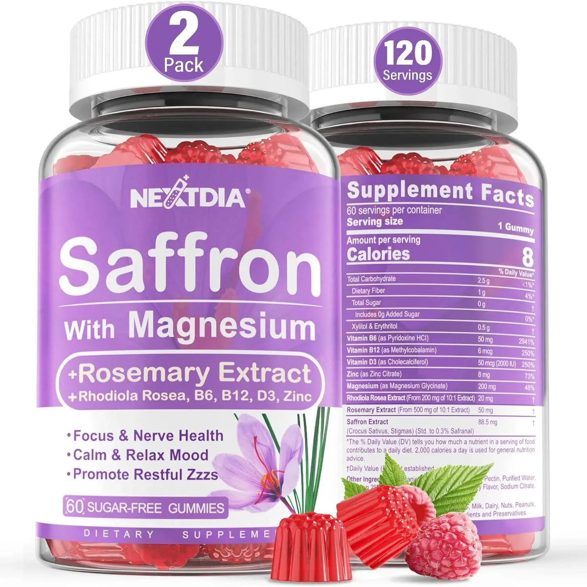 NextDia Saffron Supplements Gummies 60 Gomitas 2 Pack – The Red Vitamin MX