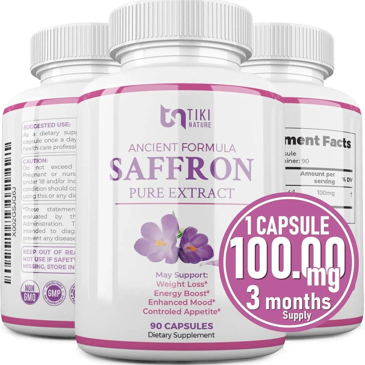 TIKI NATURE Saffron Extract Supplement 100Mg. 90 Capsulas – The Red Vitamin MX