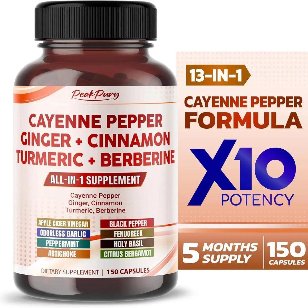 Peak Pury Cayenne Pepper Ginger Turmeric Berberine 150 Capsulas – The ...