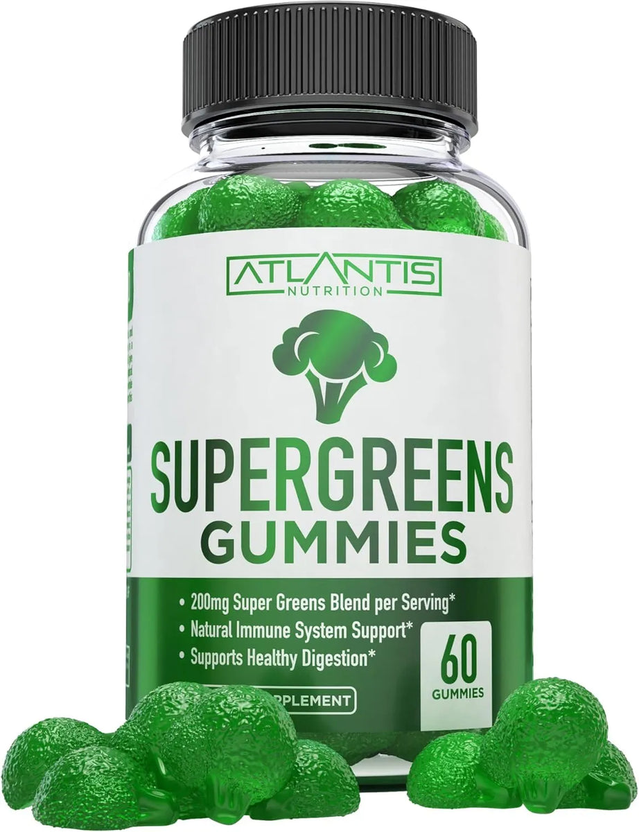Atlantis Nutrition Supergreens Gummies Natural Raspberry Flavor 60 Gom ...