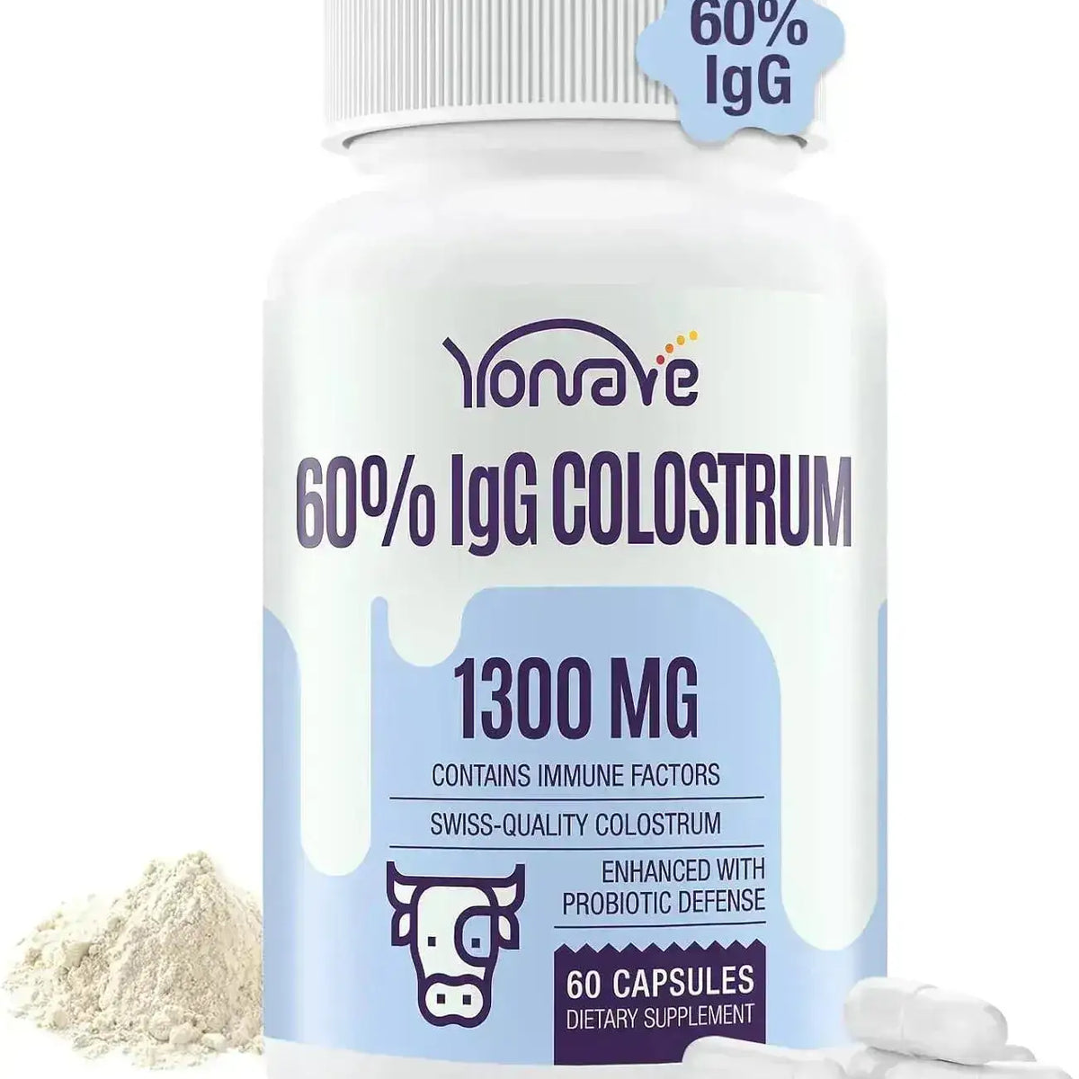 Yonrave Bovine Colostrum 1300Mg. 60 Capsulas – The Red Vitamin MX