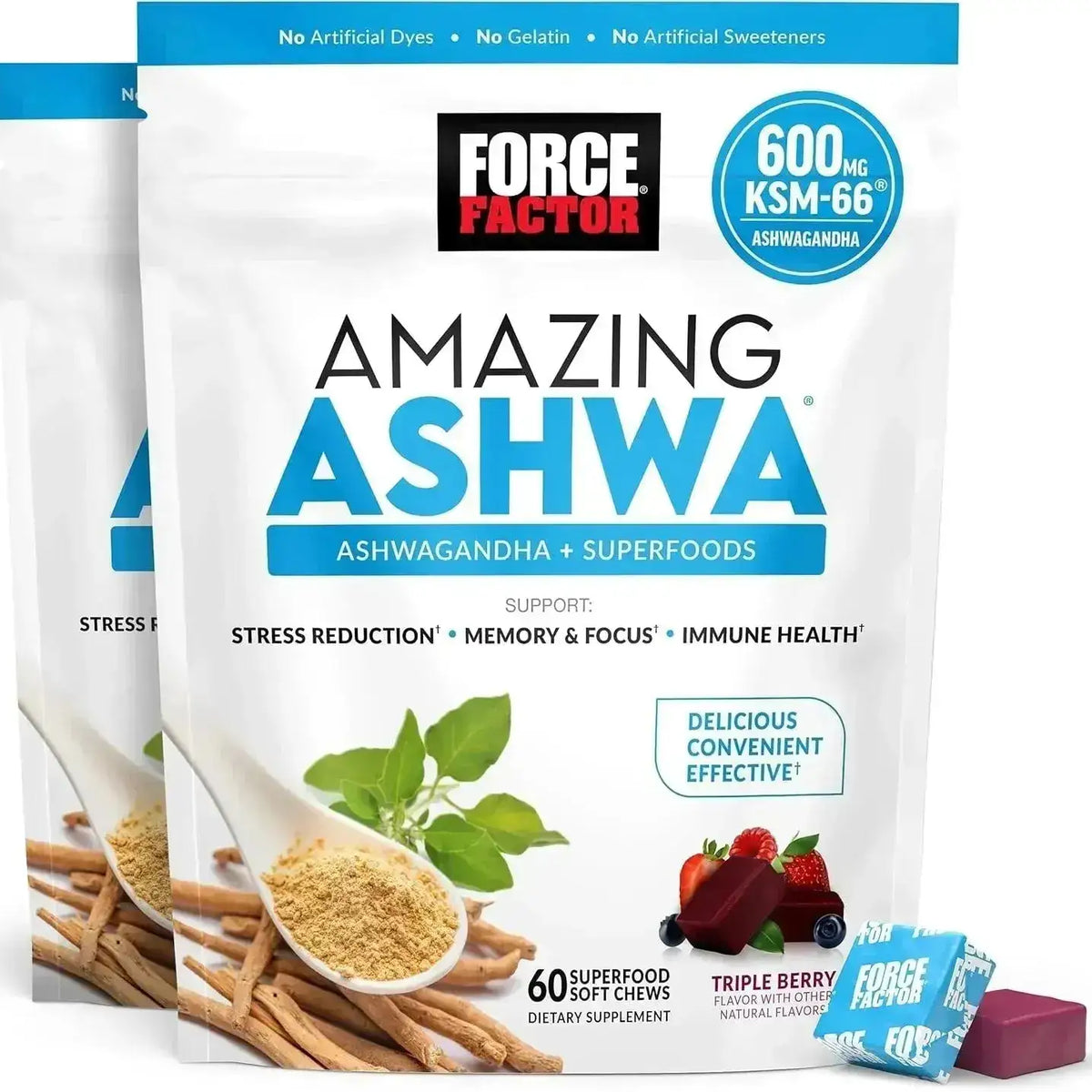 Force Factor Amazing Ashwa 60 Masticables 2 Pack – The Red Vitamin MX