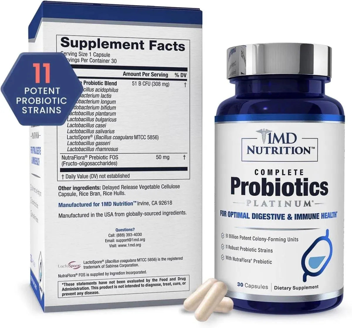 1MD Nutrition Complete Probiotics Platinum 30 Capsulas – The Red Vitamin MX