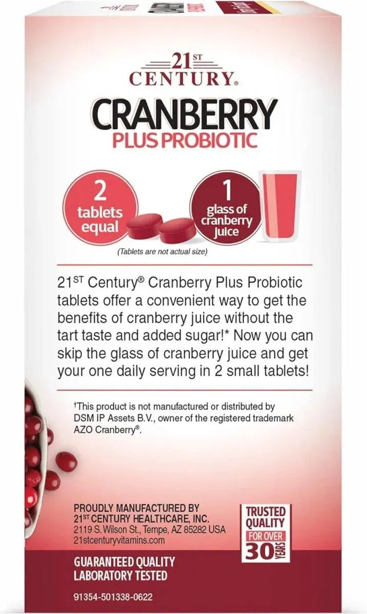 21st Century Cranberry Plus Probiotic 60 Tabletas – The Red Vitamin MX
