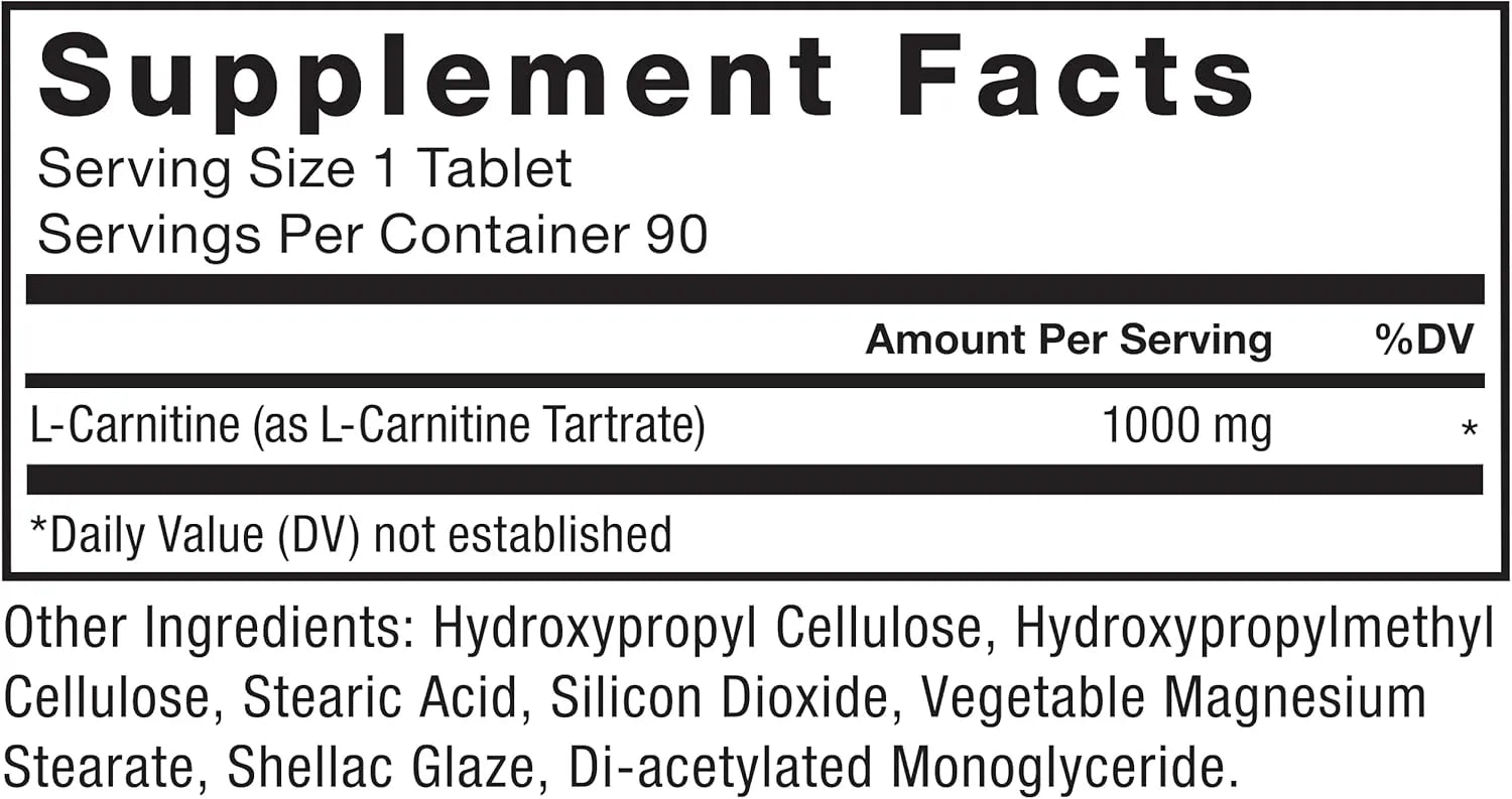 FORCE FACTOR L-Carnitine 1000Mg. 90 Tabletas – The Red Vitamin MX