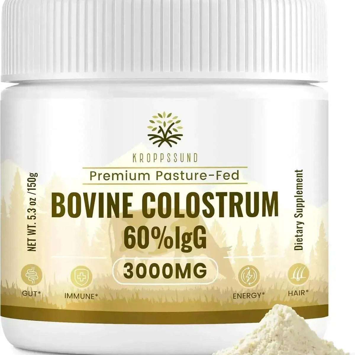 Kroppssund Bovine Colostrum Powder 3000Mg. 50 Servicios 150Gr. – The ...