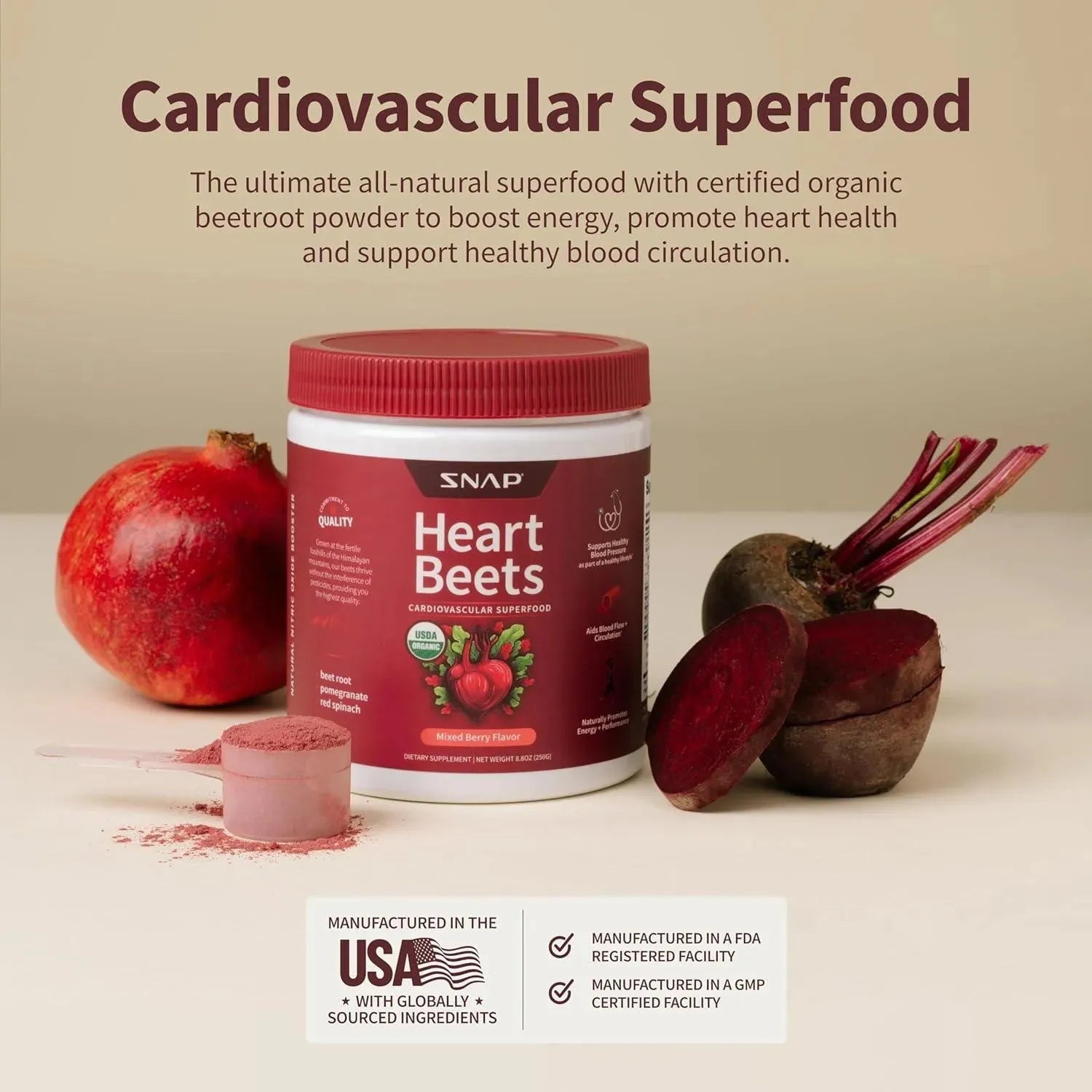 Snap USDA Organic Heart Beets 250Gr. – The Red Vitamin MX