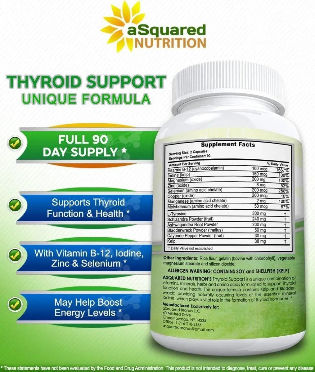 aSquared Nutrition Premium Thyroid Support 180 Capsulas – The Red ...