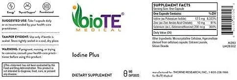 BioTE Medical Iodine PLUS 12.5Mg. 180 Capsulas – The Red Vitamin MX