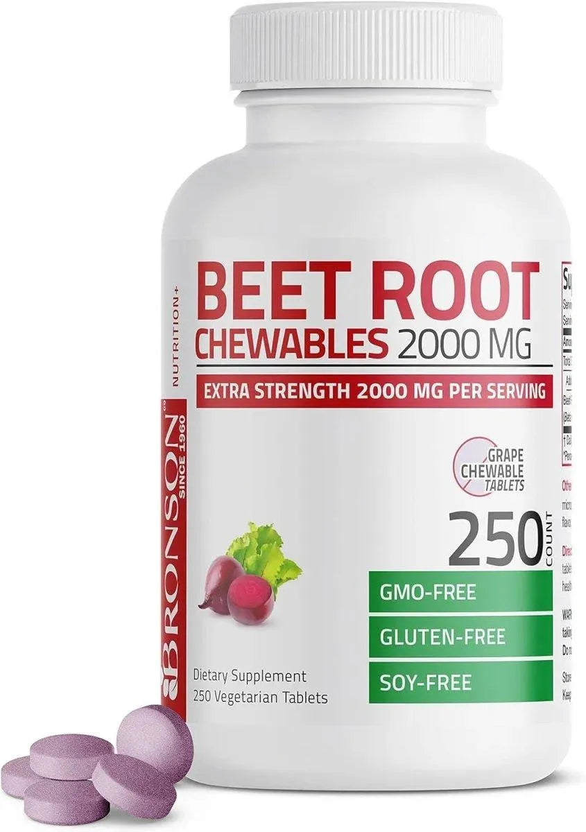 Bronson Beet Root Chewables 2000Mg. 250 Tabletas Masticables – The Red ...