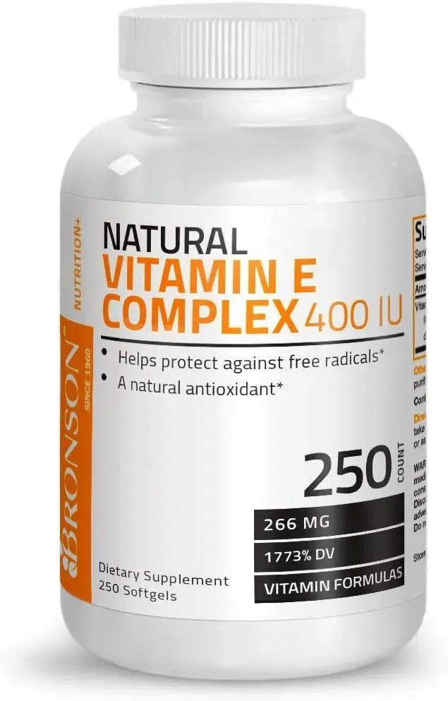 Bronson Natural Vitamin E Complex Supplement 400 I.U. 250 Capsulas Bla ...