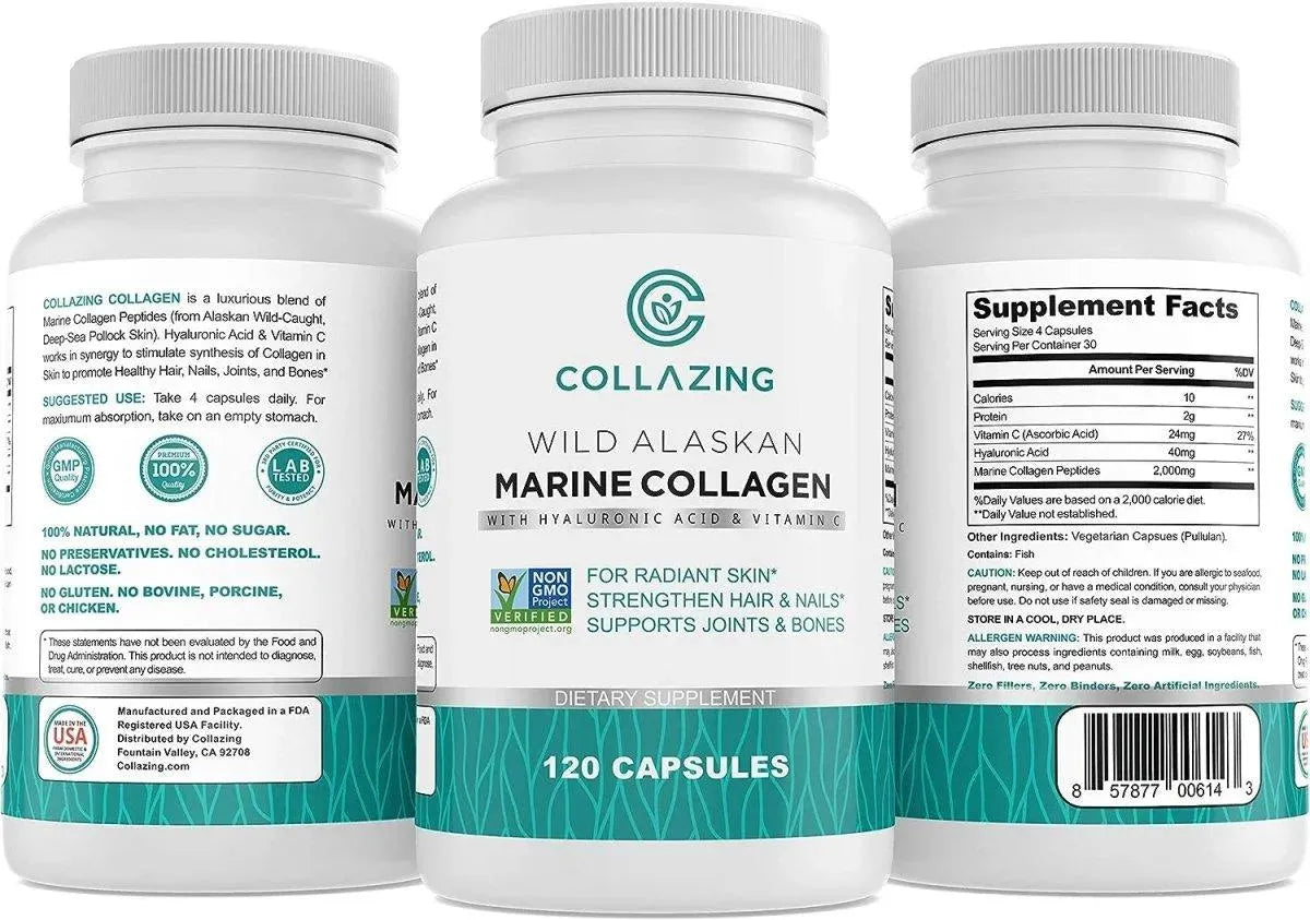 C COLLAZING Alaskan Wild-Caught Marine Collagen 120 Capsulas – The Red ...