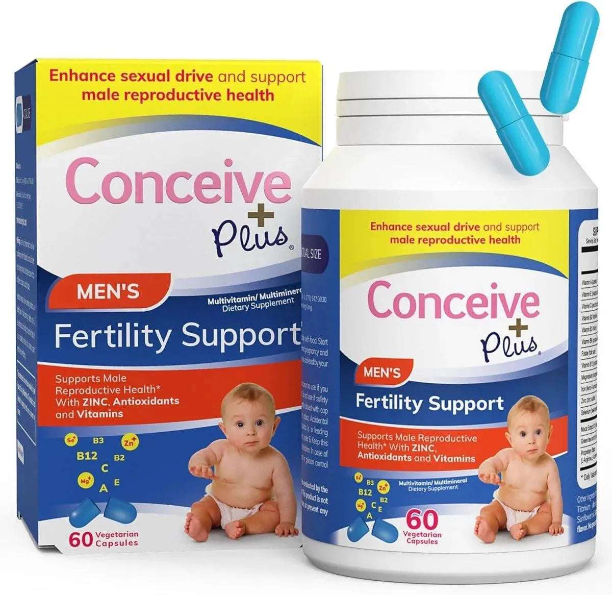 CONCEIVE PLUS Male Fertility Supplement Men's Fertility Support 60 Cap ...