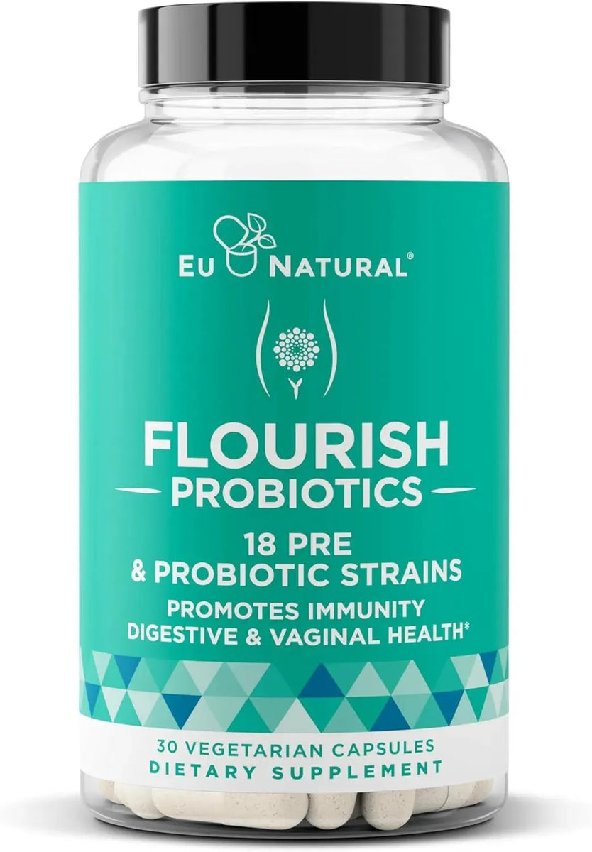 Eu Natural Flourish Probiotics + Prebiotics for Women 30 Capsulas – The ...