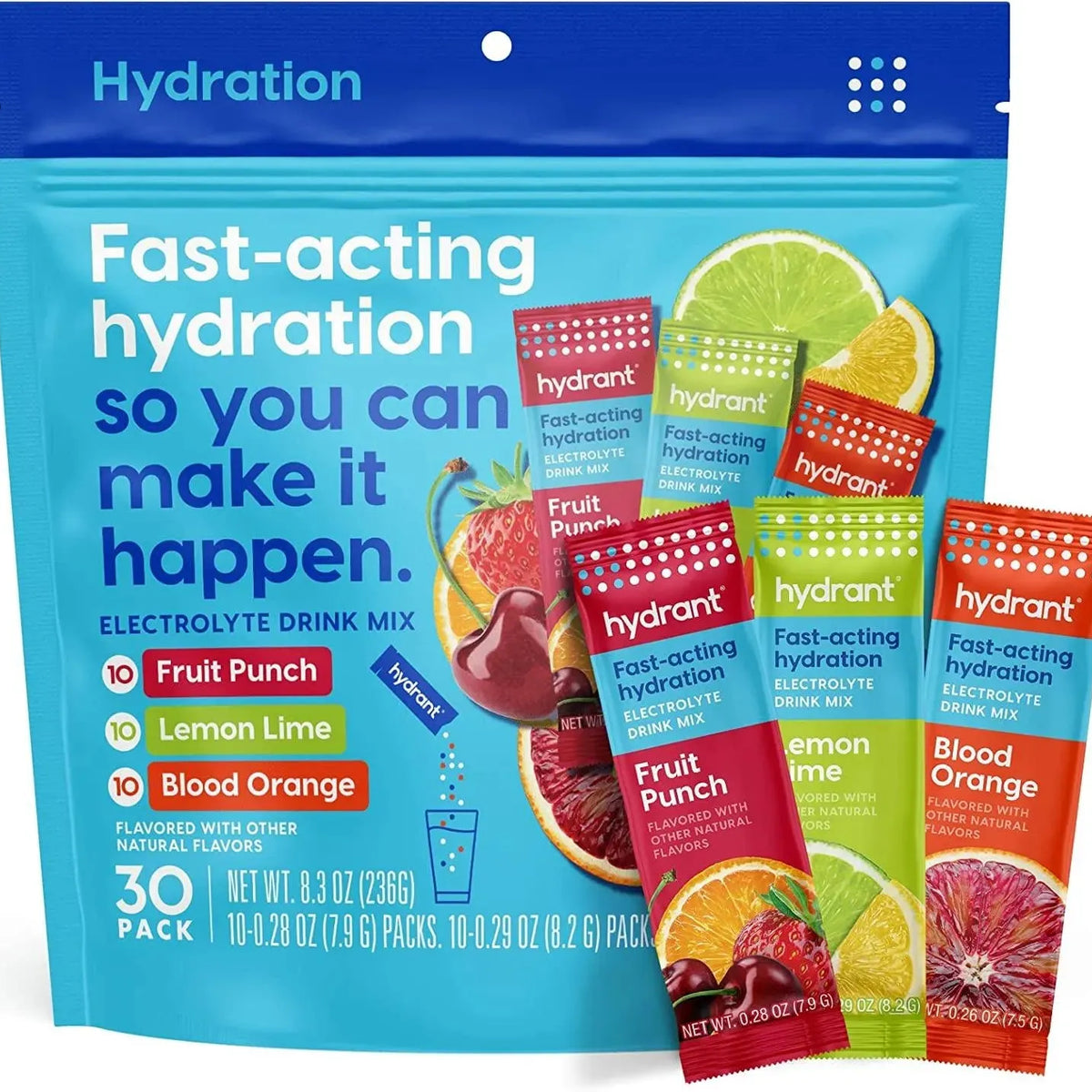 Hydrant Hydrate Electrolyte Powder Rapid Hydration Mix 30 Paquetes ...