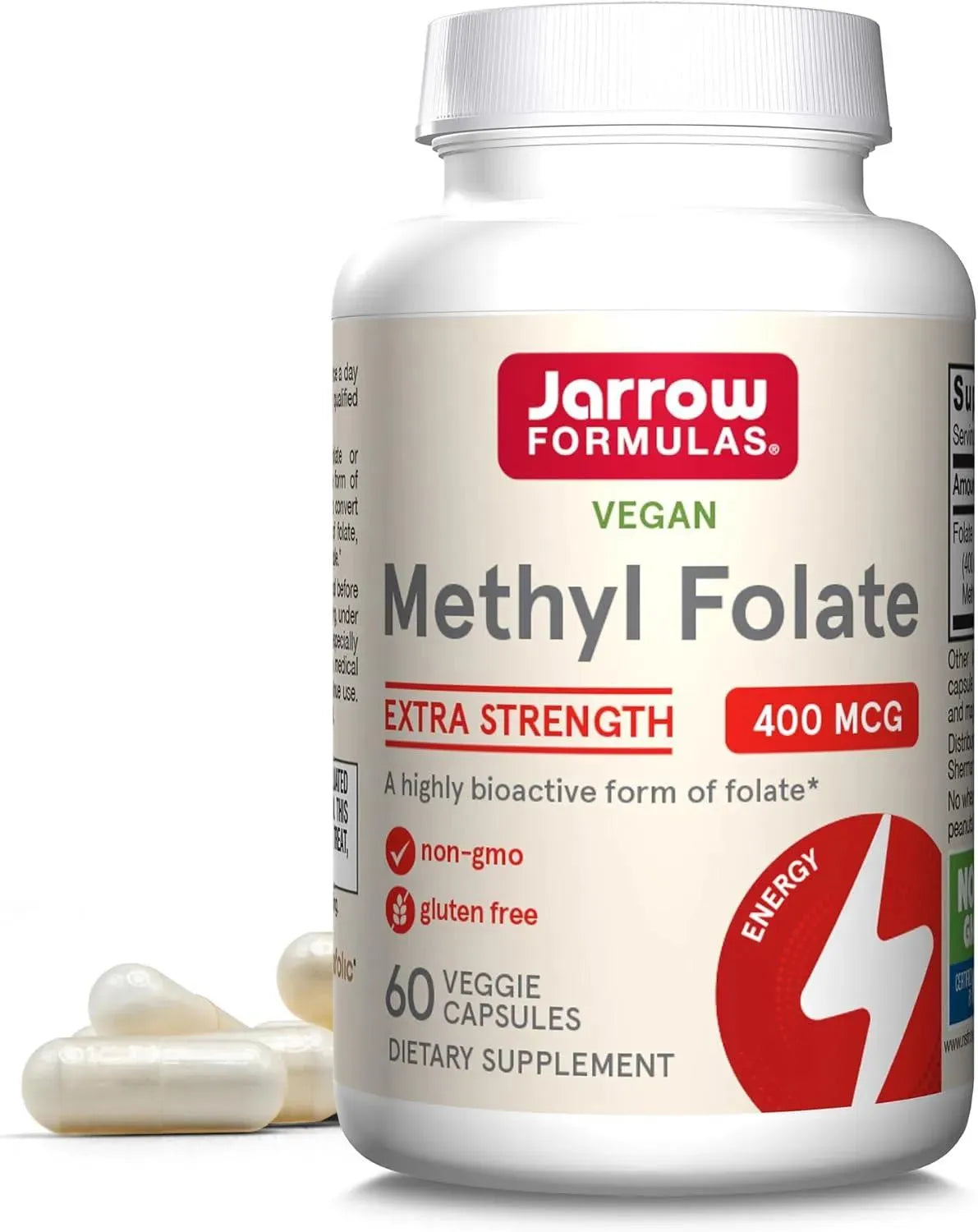 Jarrow Formulas Extra Strength Methyl Folate 400mcg 60 Capsulas – The Red Vitamin MX