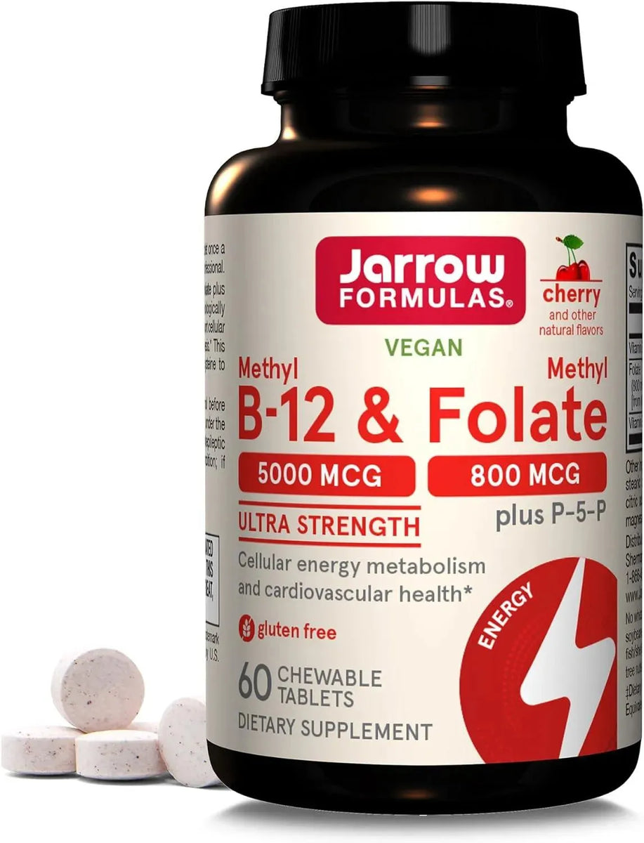 Jarrow Formulas Ultra Strength Methyl B-12 5000mcg & Methyl Folate 800 ...