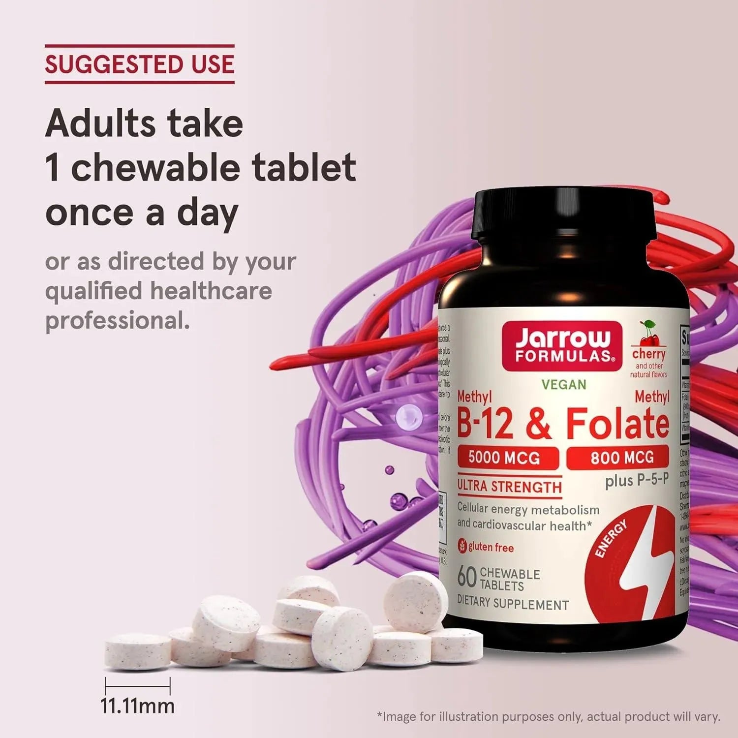 Jarrow Formulas Ultra Strength Methyl B-12 5000mcg & Methyl Folate 800 ...