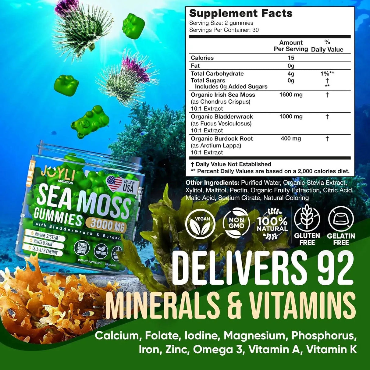 Joyli Nutrition Sea Moss Gummies 60 Gomitas – The Red Vitamin MX