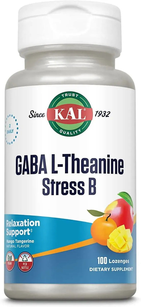 KAL GABA L-Theanine Stress B 100 Tabletas Masticables – The Red Vitamin MX
