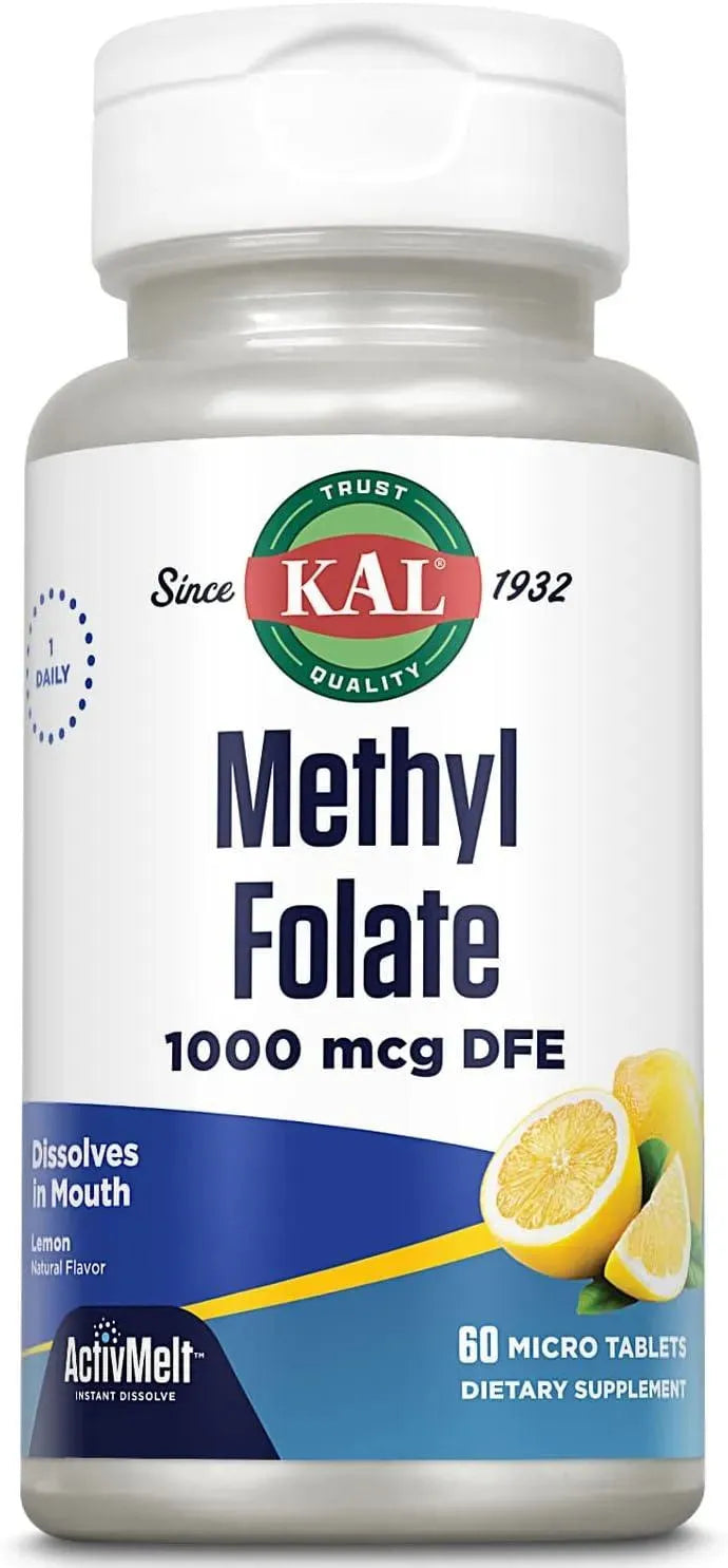 KAL Methyl Folate 1000mcg 5-MTHF Active Form 60 Tabletas – The Red ...