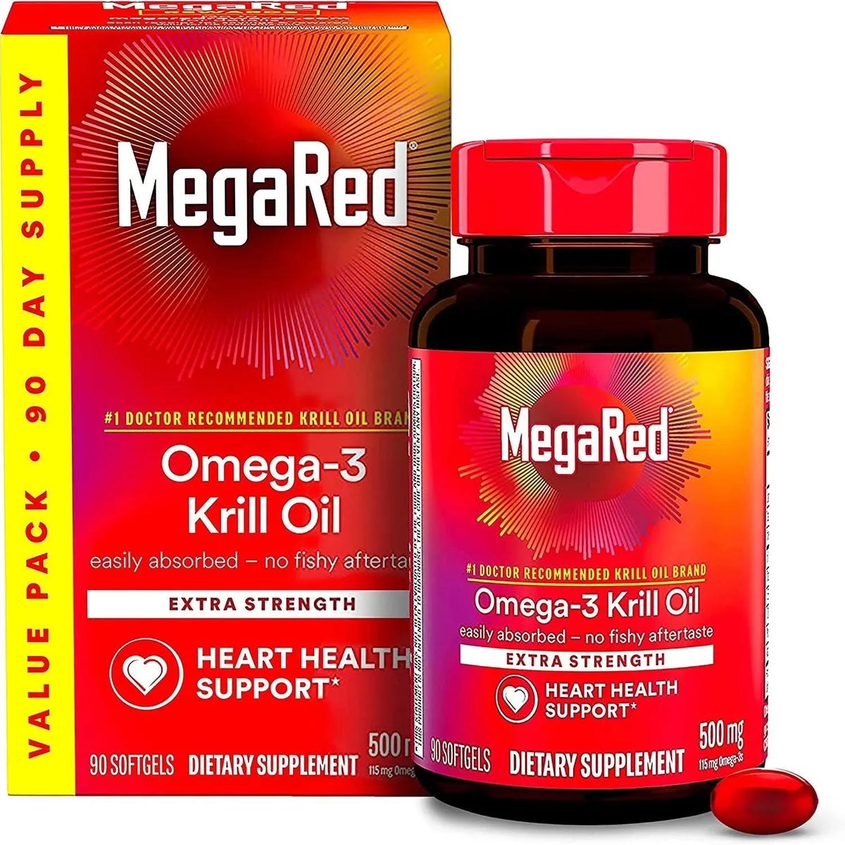 MegaRed Extra Strength Omega 3 Antarctic Krill Oil 500Mg. 90 Capsulas ...