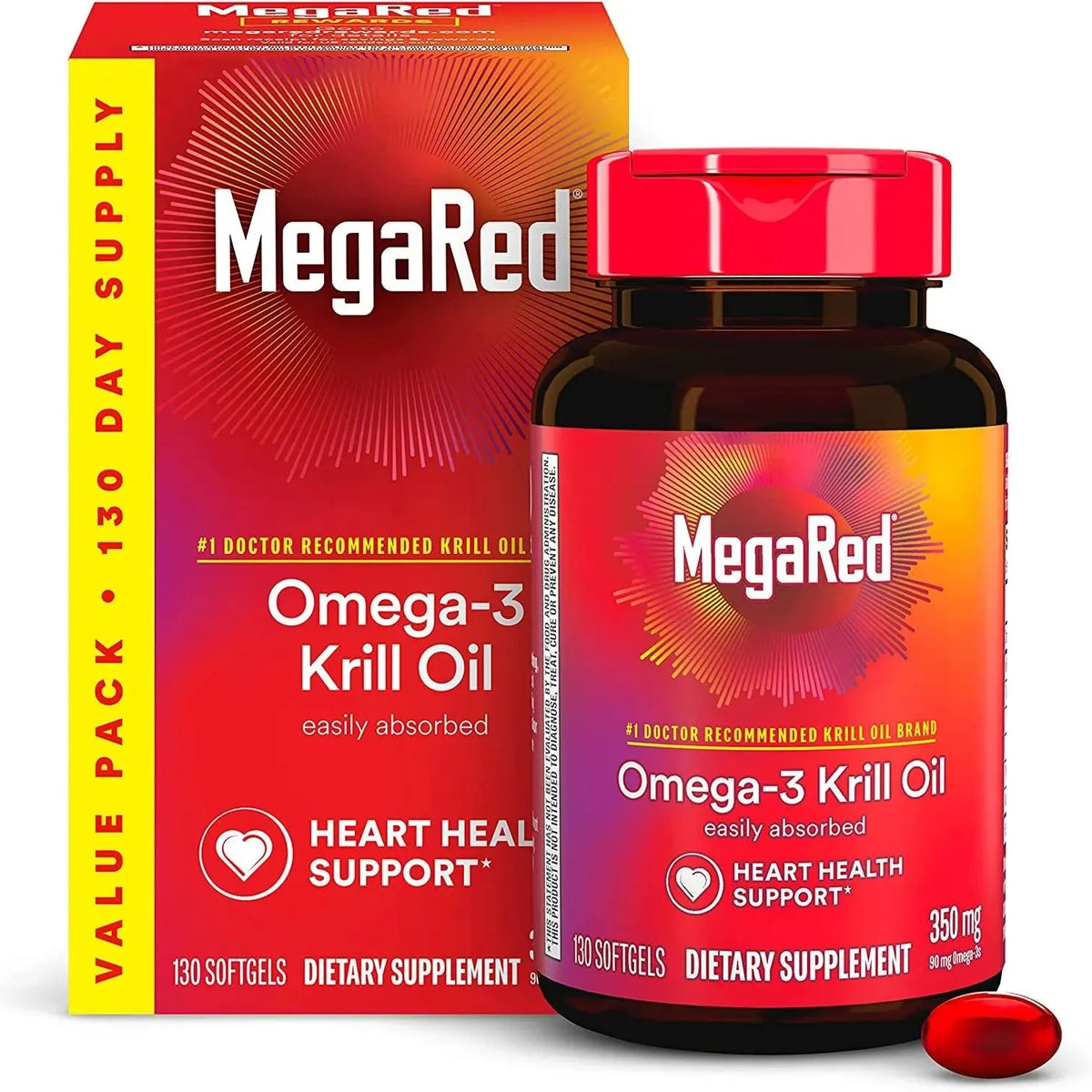 MegaRed Omega 3 Antarctic Krill Oil 350Mg. 130 Capsulas Blandas – The ...