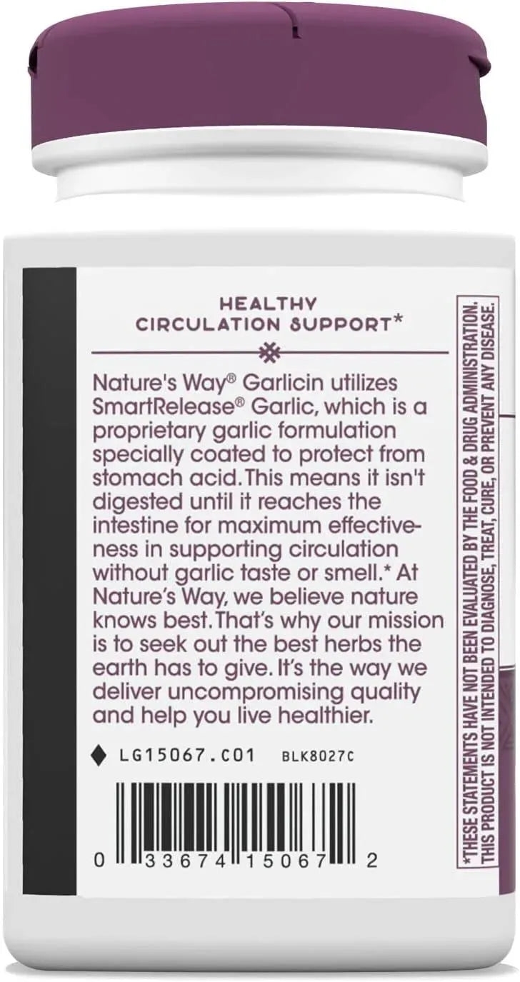 Nature's Way Premium Herbal Garlicin Cardio 350Mg. 180 Tabletas – The Red Vitamin MX