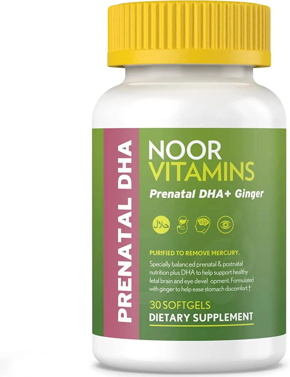 Noor Vitamins Halal Prenatal Vitamins with DHA and Folic Acid 30 Capsu ...