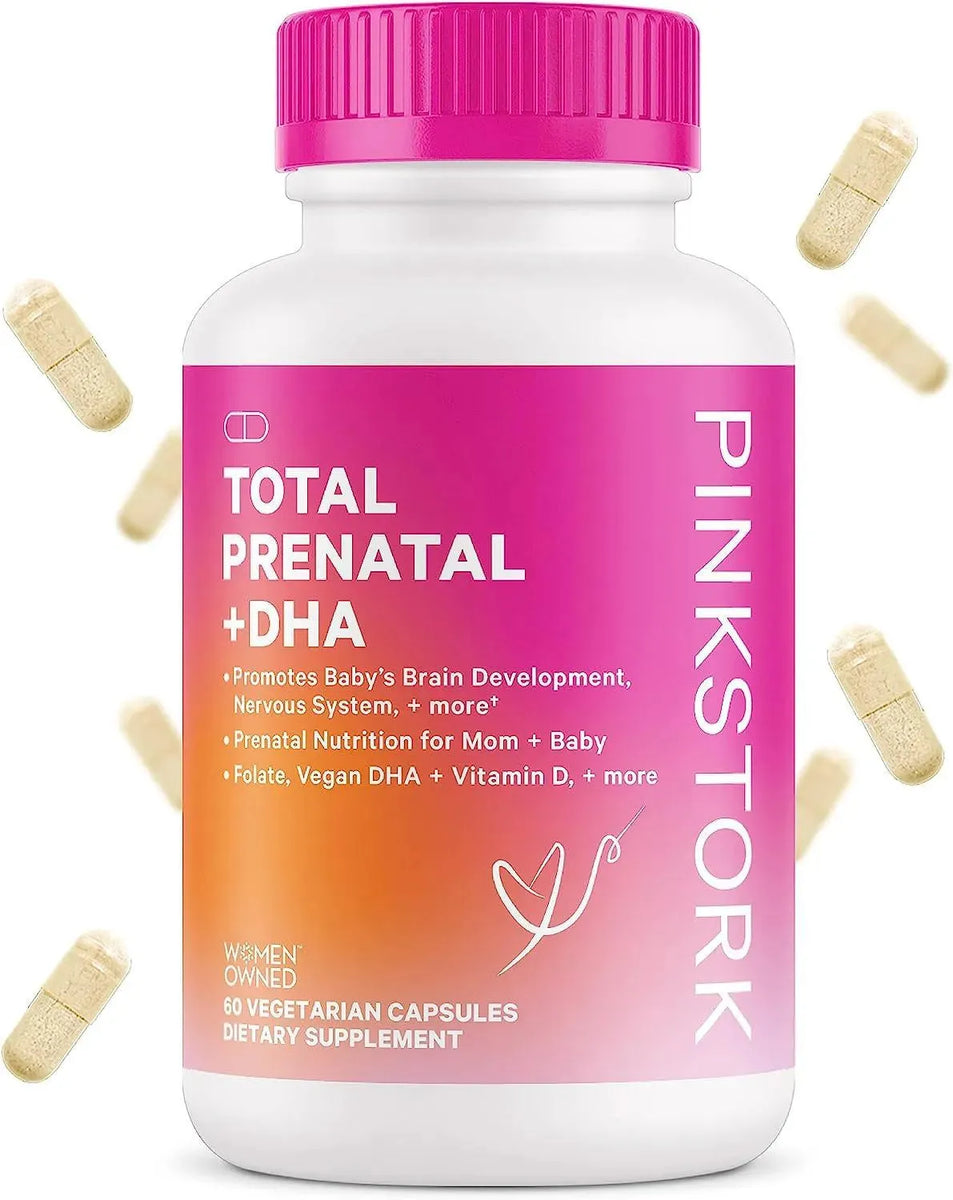 Pink Stork Total Prenatal Vitamins with DHA, Choline, Folate, Iron, an ...