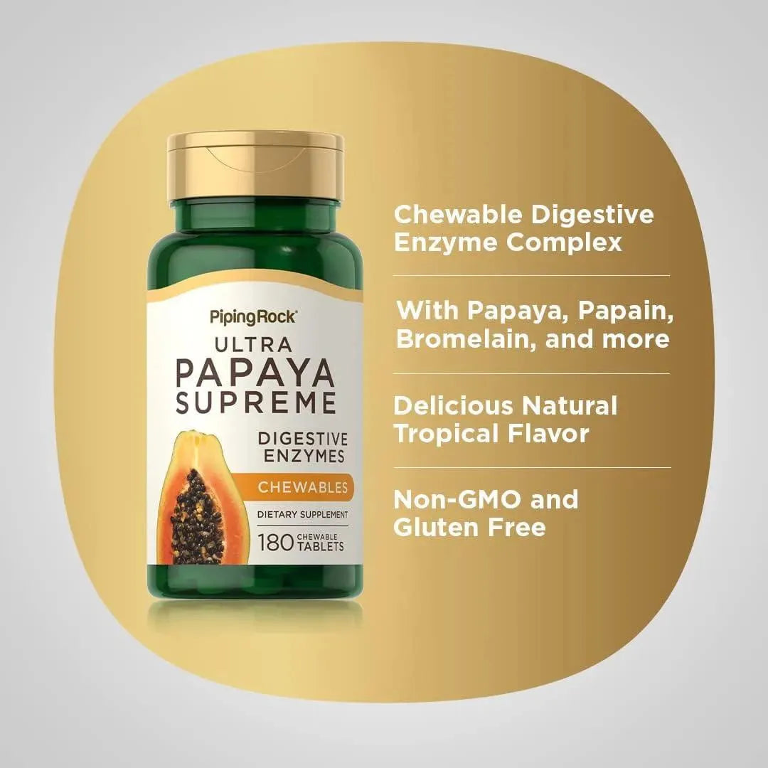 Piping Rock Papaya Enzymes 180 Tabletas Masticables – The Red Vitamin MX