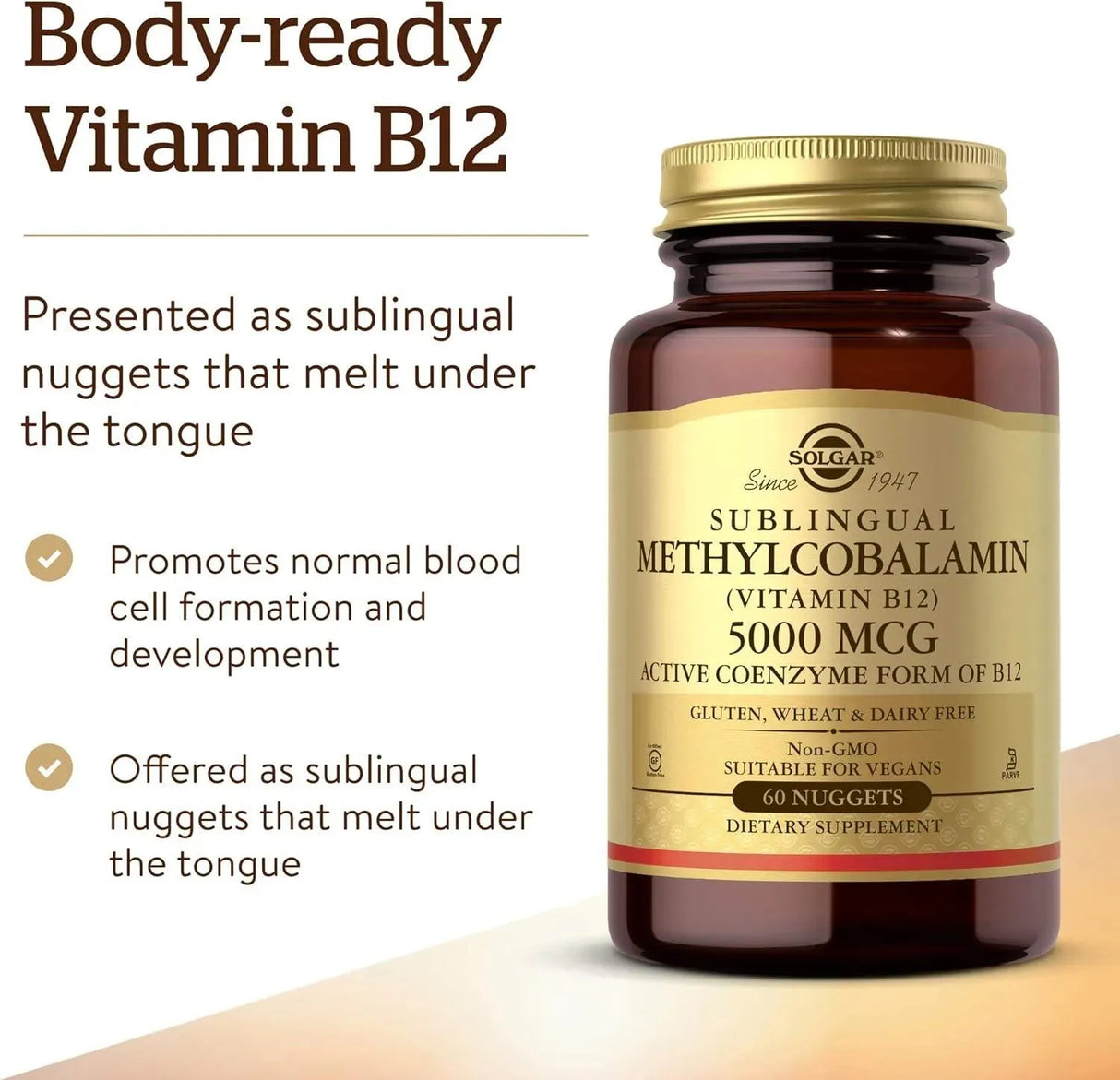Solgar Methylcobalamin Vitamin B12 5000mcg 60 Tabletas – The Red Vitamin MX