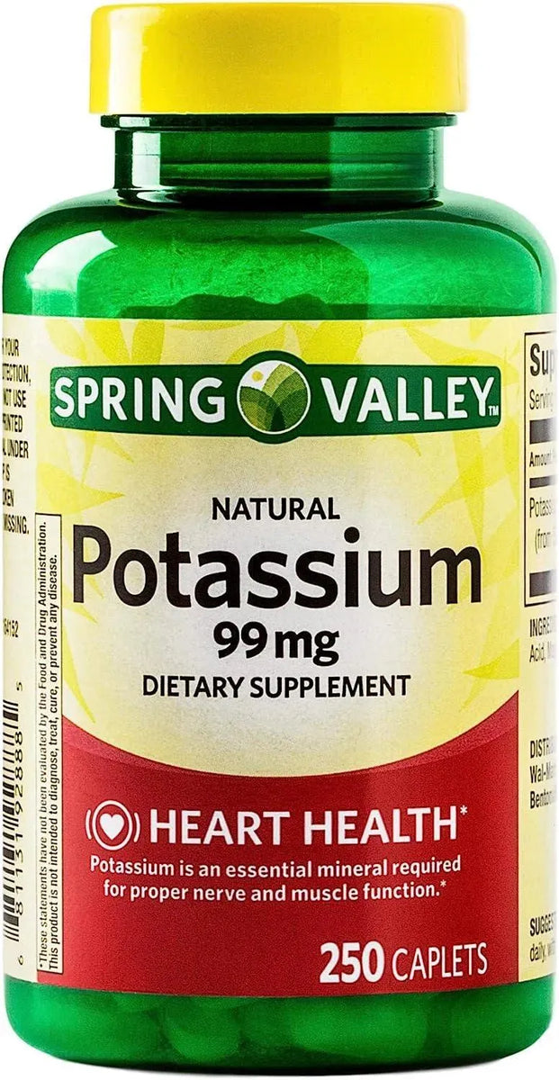 Spring Valley Potassium 99Mg. 250 Caplets – The Red Vitamin MX