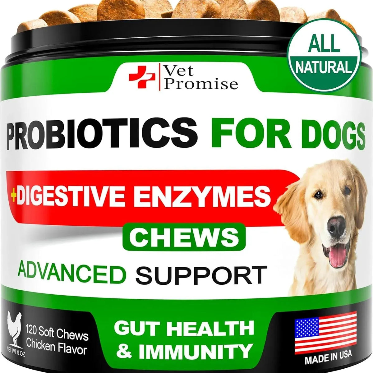 Vet Promise Probiotics for Dogs 120 Masticables – The Red Vitamin MX