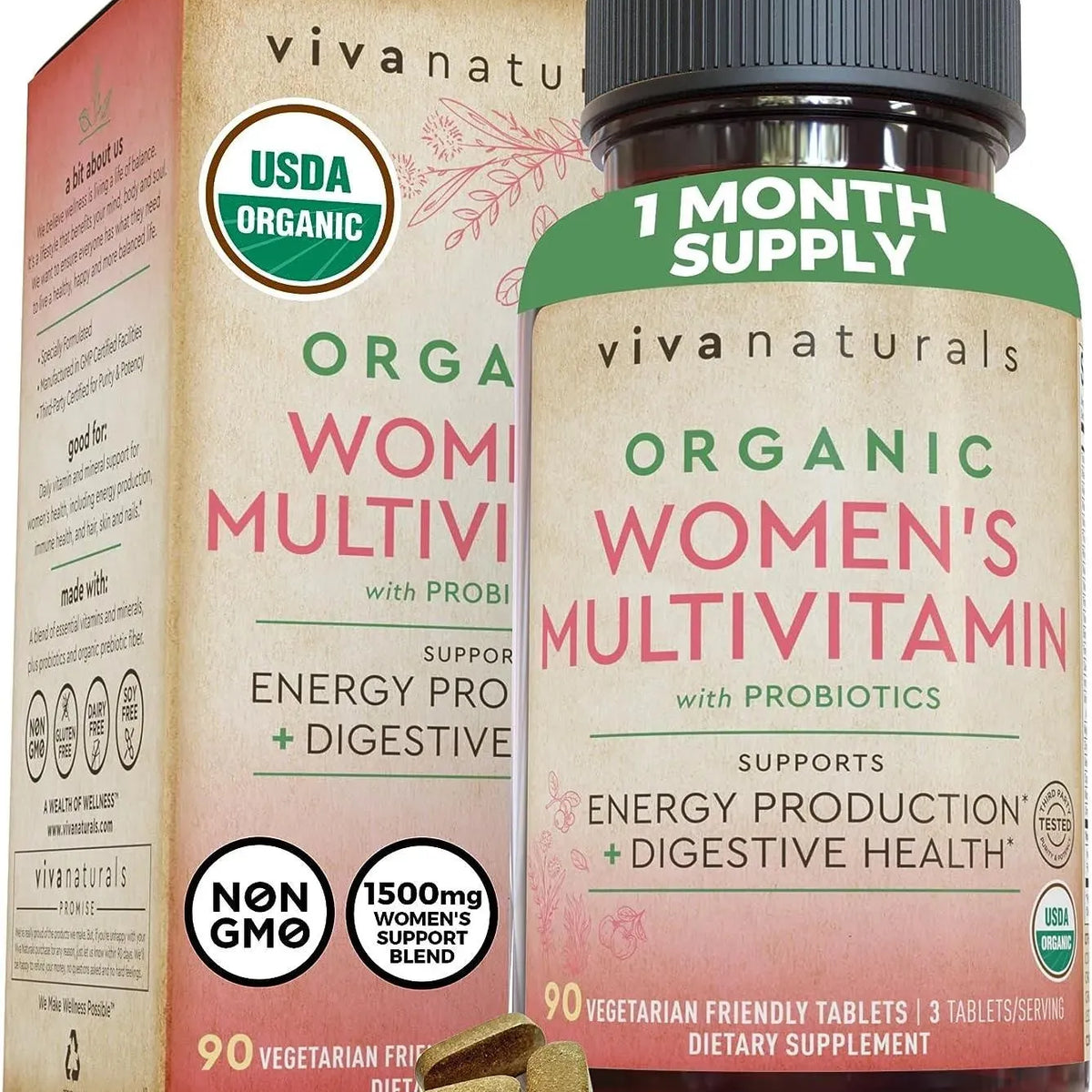 Viva Naturals Organic Women Multivitamin 90 Tabletas – The Red Vitamin MX