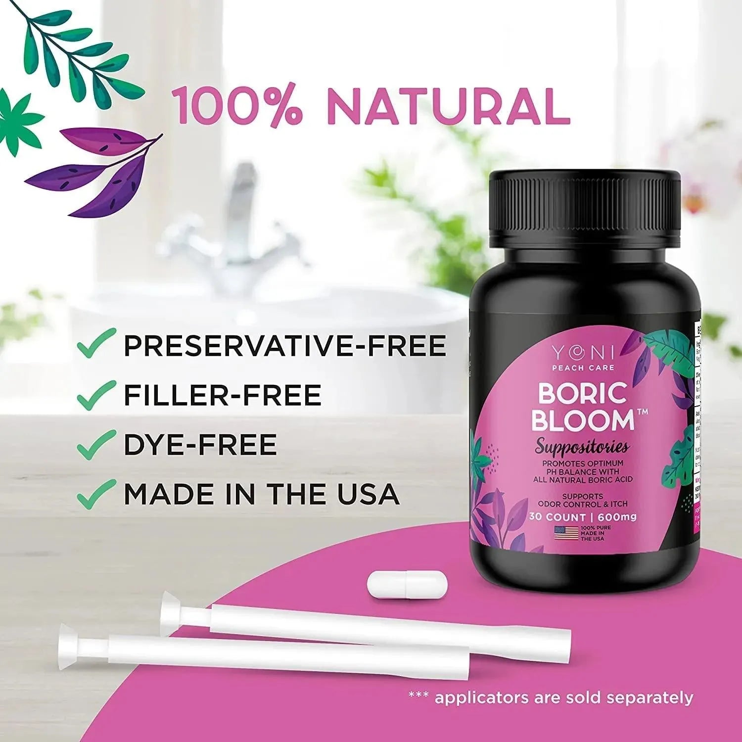 Yoni Peach Care Boric Bloom Boric Acid Suppositories 30 Supositorios – The Red Vitamin MX