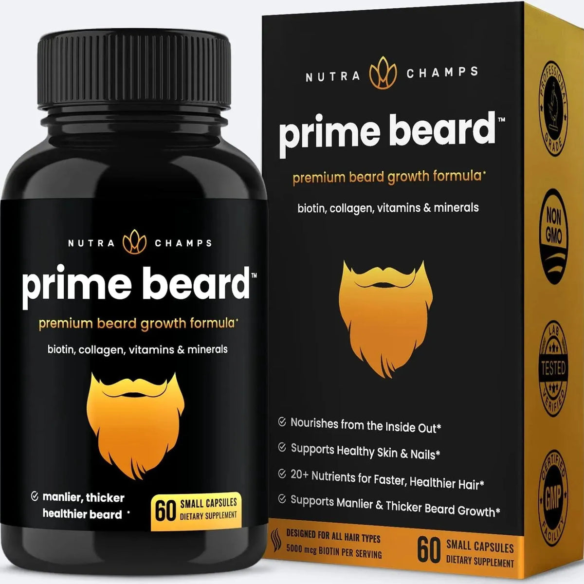 Nutra Champs Prime Beard Beard Growth Vitamins 60 Capsulas – The Red ...